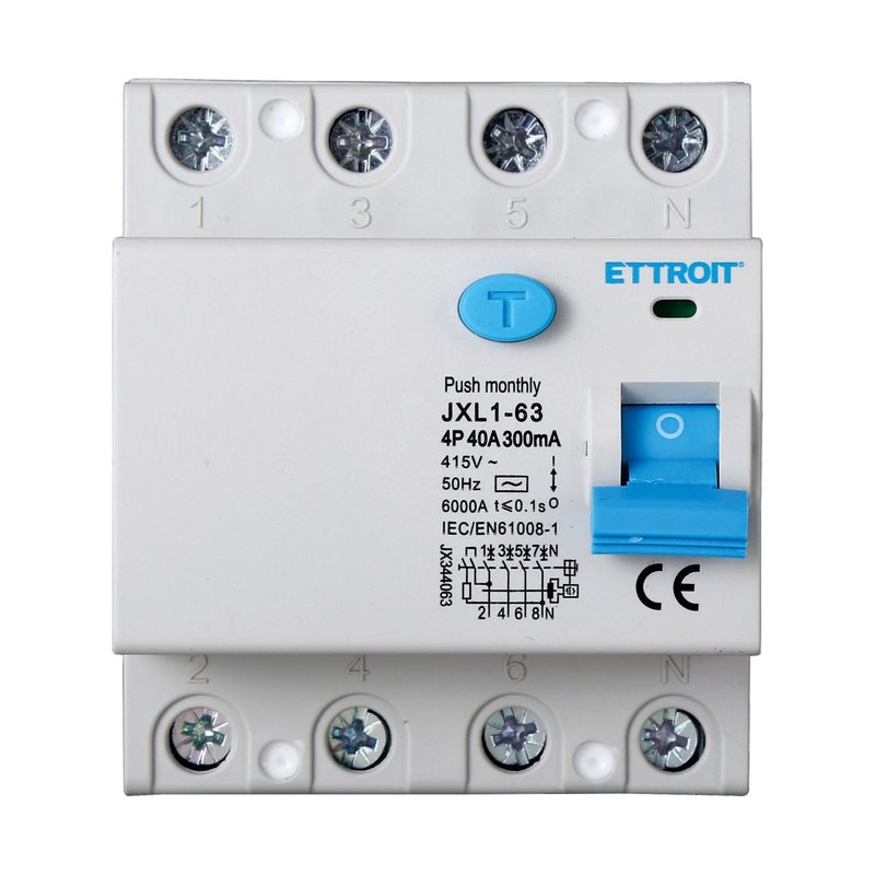 ETTROIT Interruttore Differenziale Puro 4P 40A 6kA 300mA 380V Salvavita